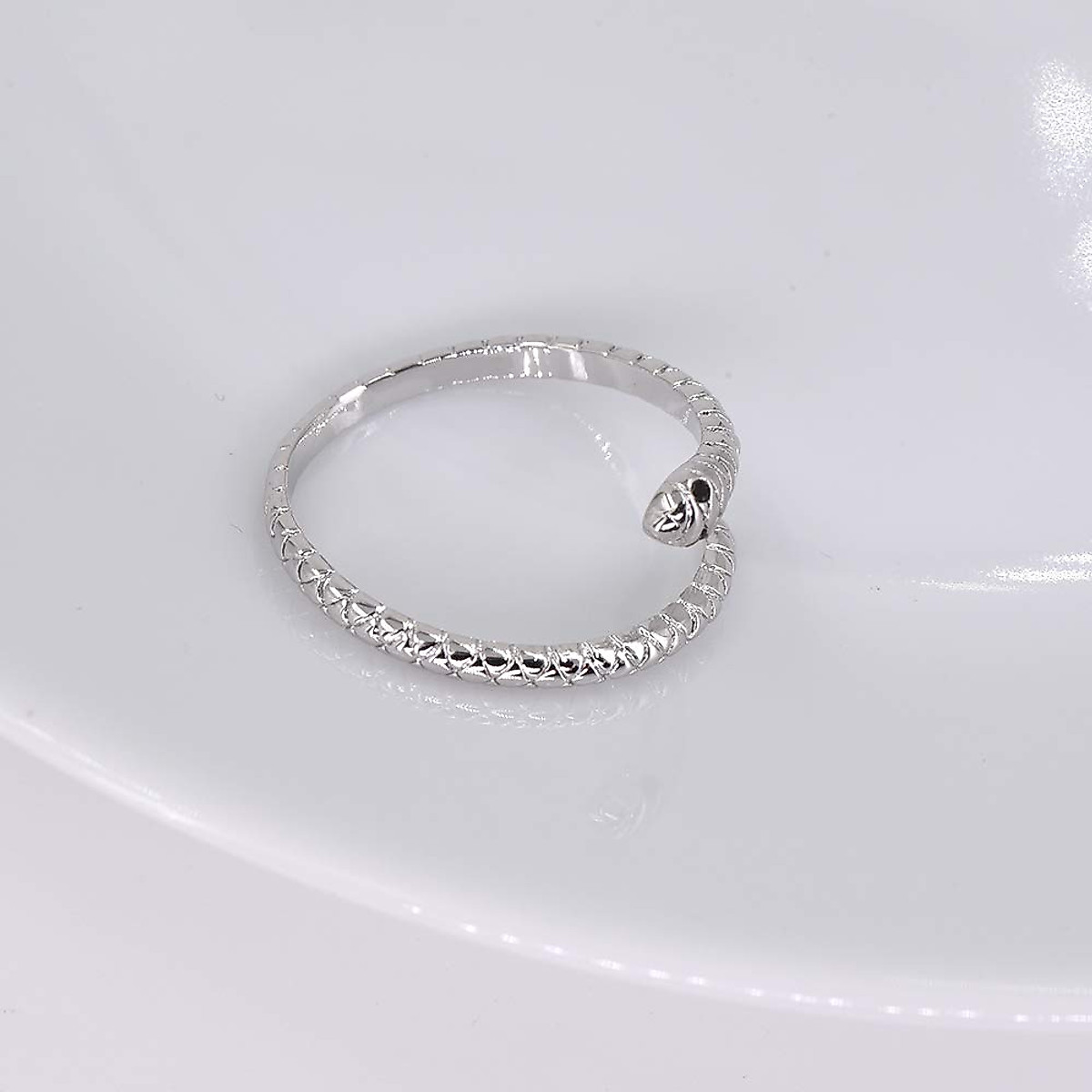 LEMON GRASS Little Silver Snake Ring Adjustable One Size