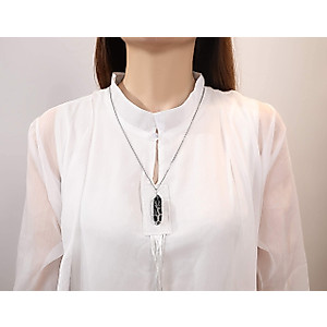 XIANNVXI Tree of Life Wire Wrapped Crystal Point Pendant Necklace Reiki Healing Crystal Stone Black Agate Necklaces Natural Hexagonal Gemstone Quartz Jewelry for Women