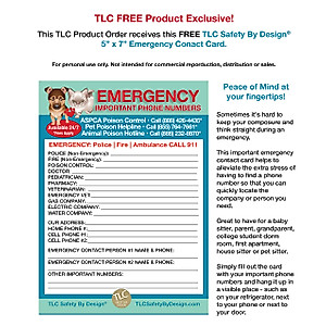 TLC Safety By Design Fire Rescue 4.25" x 5.5" Magnet Safety Alert Emergency Children Adults Pet Dog Cat for Steel Magnetic Exterior Apartment Doors