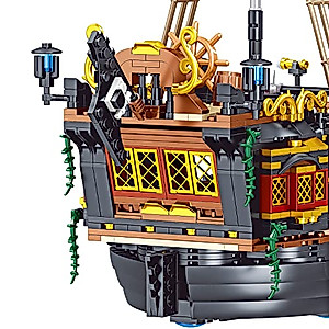 Mesiondy Pirate Ship Model，Pirate Ship Model Mini Building Blocks Kit, MOC Pirate Ship Building Sets for Boys Girls 14+ (1282Pcs)