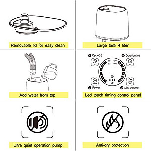 PETSPIONEER Reptile Humidifier Digital Timing Fog Machine with Double Hose & 4 Liter Reservoir, Automatic Terrarium Fogger for Reptiles/Amphibians/Herps/Vivarium