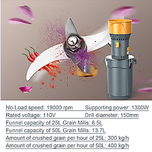 Electric Corn Grinder Grain Mill,1300W 110V Wheat Grinder,Feed Cereals Crusher Flour Mill Grinder 13.2Gallons (50L)