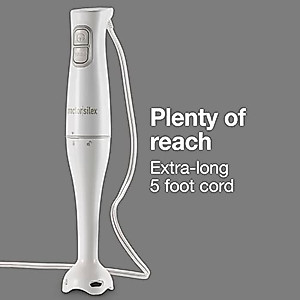 Proctor Silex Electric Immersion Hand Blender with Detachable Dishwasher Safe Handheld Blending Stick, 2-Speeds, 150 Watts, White (59739)