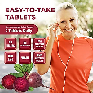 Pomona Wellness Beet Root Supplement Powder 1350mg, Supports Blood Pressure, Heart Health, Circulation, Energy & Athletic Performance, USDA Organic, Non-GMO, Vegan, 100 Tablets