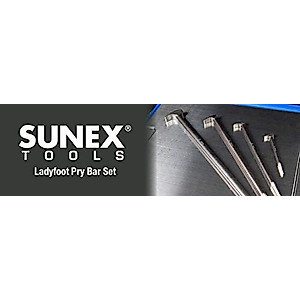 SUNEX TOOLS 9804 Rolling Head Pry Bar Set, 6-Inch - 20-Inch, 4-Piece