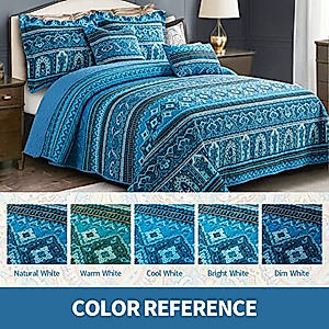 TWINRUN Boho 2 Quilt Sets King Size,Microfiber King Reversible Coverlets+Cotton Lightweight Quilted Bedspread Set