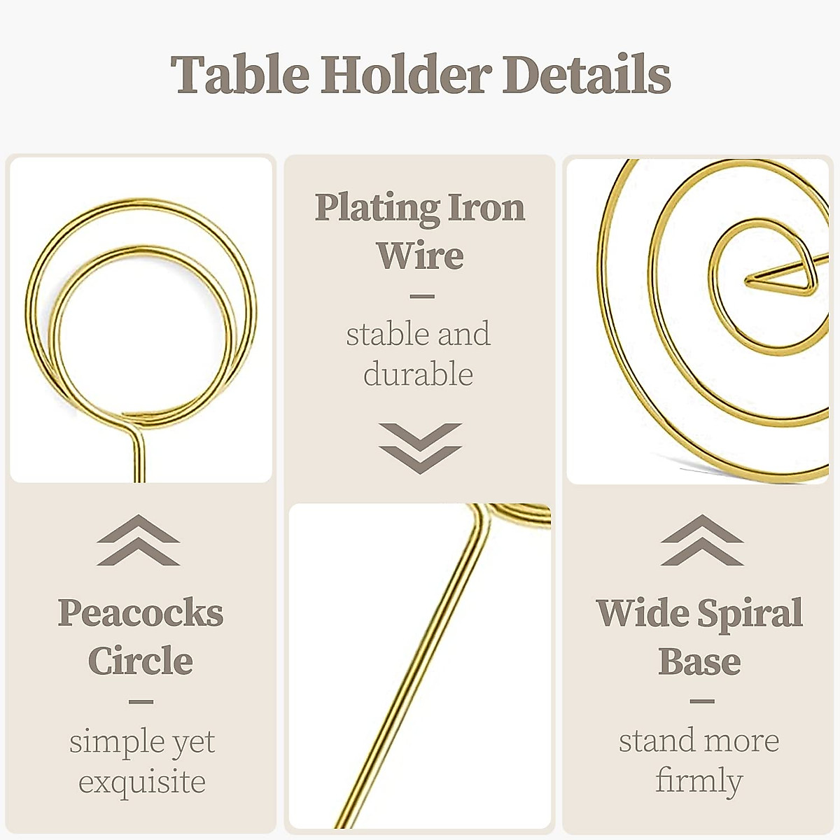 RONTEDA Table Number Holders 10Pcs - 8.75 inch Tall Table Number Stands Place Card Holder for Wedding Party Graduation Reception Restaurant Home Photo Picture Office Memo (Gold, 8.75")