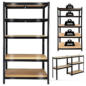Heavy Duty 5 Tier Garage Shelving Units, Boltless Metal Storage Shelves Shed Utility Rack,175KG Per Shelf,Adjustable Shelving Unit Shed Warehouse Workshop Office Storage Shelves,Multipurpose Shelf
