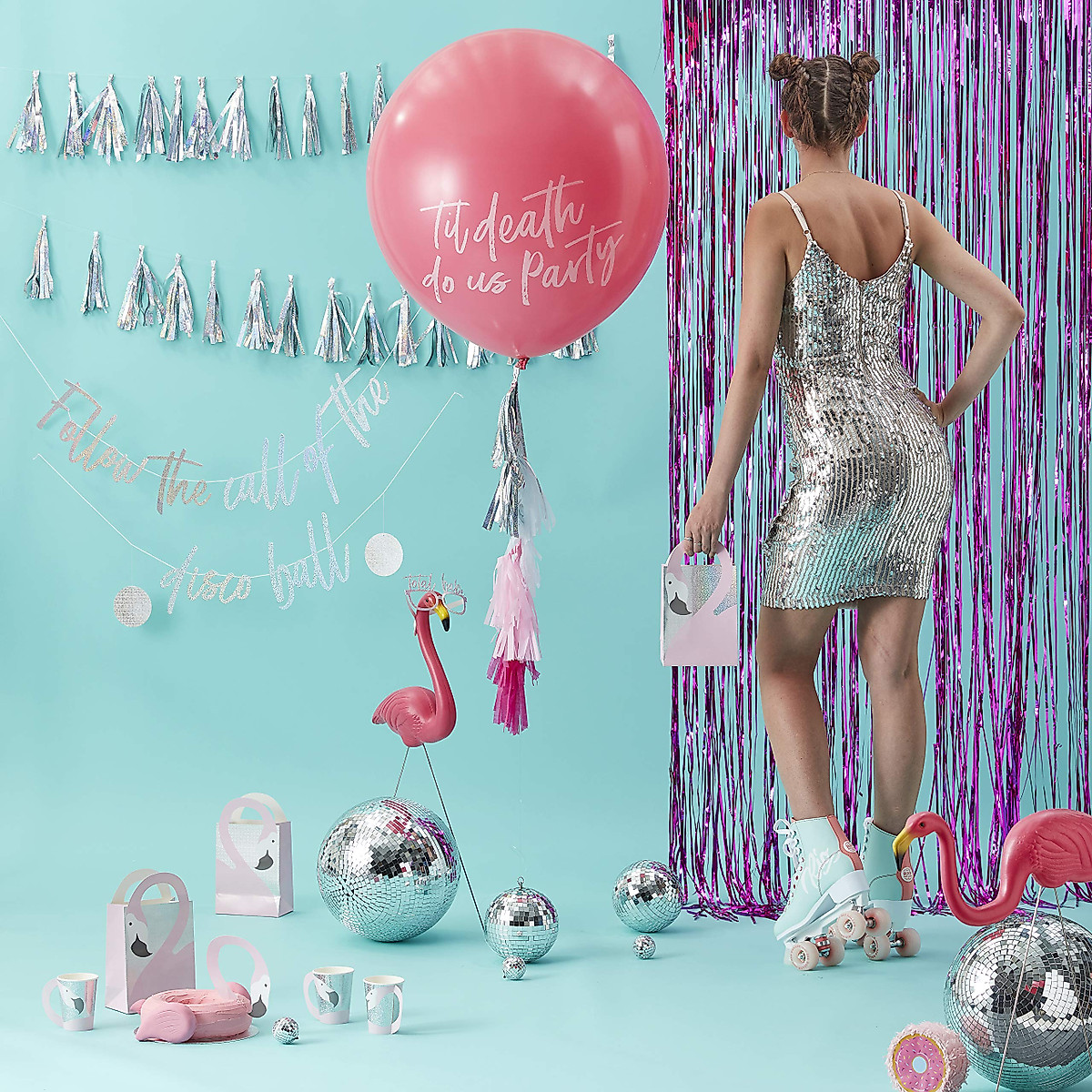 Pink Iridescent Foiled Lets Party Birthday Napkins - 16 Pack