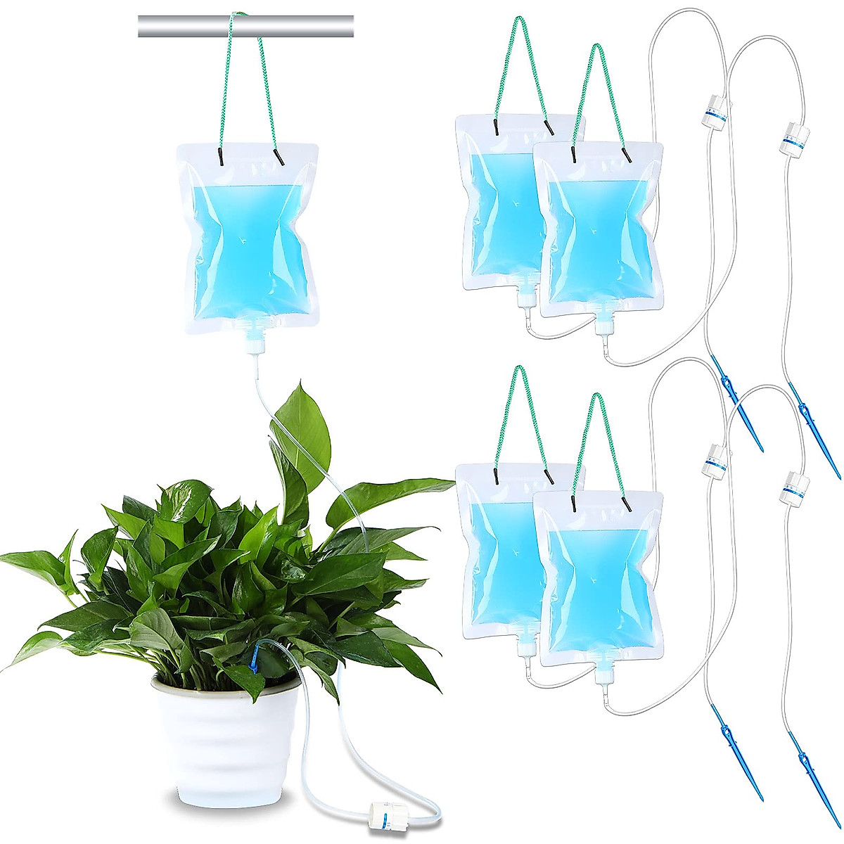 Plant Drip Irrigation Bag Automatic Irrigation Device with Water Bag Automatic Watering System Plant Waterer Self Kit for Potted(4 Pieces)