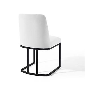 Modway Amplify Sled Base Upholstered Fabric Dining Side Chair, Black White 22 x 19 x 32