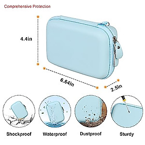 Elonbo Hard Carrying Case for NIIMBOT D11/D110 Label Maker Machine, Portable Bluetooth Wireless Label Printer Travel Bag, Small Thermal Sticker Printer Storage Holder,Extra Pocket Fits Tape Cable,Blue