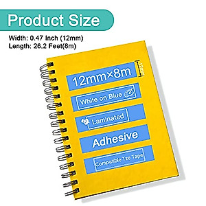 NineLeaf 6 Pack Compatible for Brother TZe-535 TZe535 TZ-535 TZ535 Label Tape 12mm 1/2'' 0.47'' White on Blue Standard Laminated Labeling Work with P-Touch PT-D210 PTD400AD PTH110 PT-D600 Label Maker