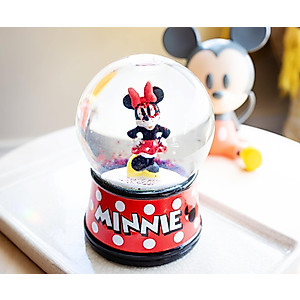 Disney Minnie Mouse Light-Up Snow Globe with Swirling Glitter Display Piece Decoration | Home Decor for Kids Room Essentials | Precious Keepsake, Cute Novelty Gifts and Collectibles | 6 Inches Tall