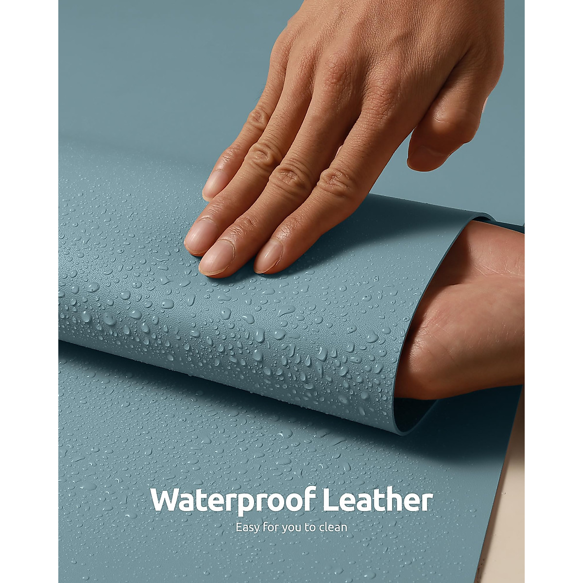 YSAGi Dual-Sided Leather Desk Pad, Office Desk Mat, PU Leather Desktop Protector, Large Mouse Pad, Laptop Desk Pad, Waterproof Desk Writing Pad for Office and Home (23.6" x 13.8", Blue+Grey)