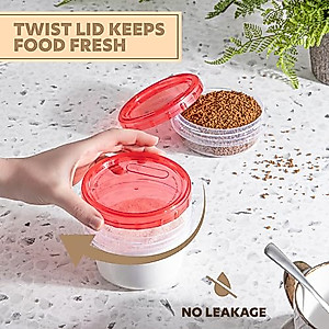 PLASTICPRO 24 Pack Twist Top Containers Assorted Sizes Plastic Food Storage Containers with Red Twist on Lids Stackable Reusable