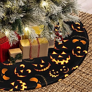 Halloween Tree Skirt 36Inch Pumpkin Smile Face Halloween Christmas Tree Decoation Horror Skulls Tree Skirt for Holiday Home Party Decor
