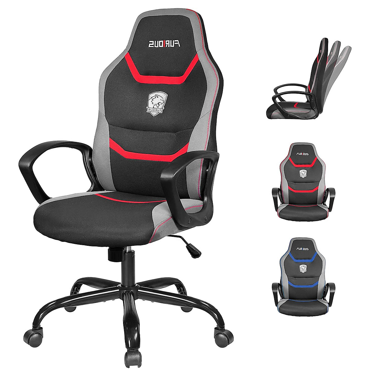 iooHug Computer Gaming Chair Cheap, Ergonomic Racing Chair Headrest with Lumbar Support, Home Office Desk Chair Adjustable Mesh, Video Game Chairs for Teens Red