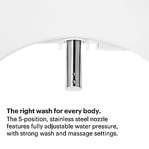 Brondell LT89 Electric Bidet Toilet Seat, Fits Round Toilets, White – Side Arm Control, Warm Water Wash, Strong Wash Mode, Stainless-Steel Nozzle, Nightlight and Easy Installation