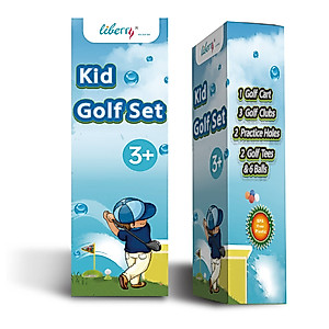Liberry Kids Golf Clubs Set, Golf Toy with 1 Golf Cart, 3 Golf Clubs, 2 Practice Holes, 2 Golf Tees & 6 Balls, Outdoors Exercise Toy for Kid Ages 3 4 5 Years Old, Boys & Girls (Red)