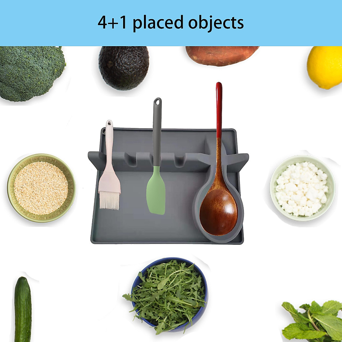 XIAOLIUYI 1Pack Premium Silicone Spoon Rest - large spoon rest, silicone utensil rest,spoon rest for stove top