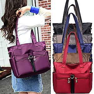 Fabuxry Women Casual Totes Handbags Shoulder Bags Purses Soft Nylon Bag Black