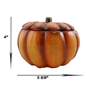 Ebros 6" Diameter Home And Kitchen Gourmet Vegetable Pumpkin Soup Or Dessert Bowl With Lid Ceramic Decor Dinnerware For Halloween Pumpkins Party Accent (1)