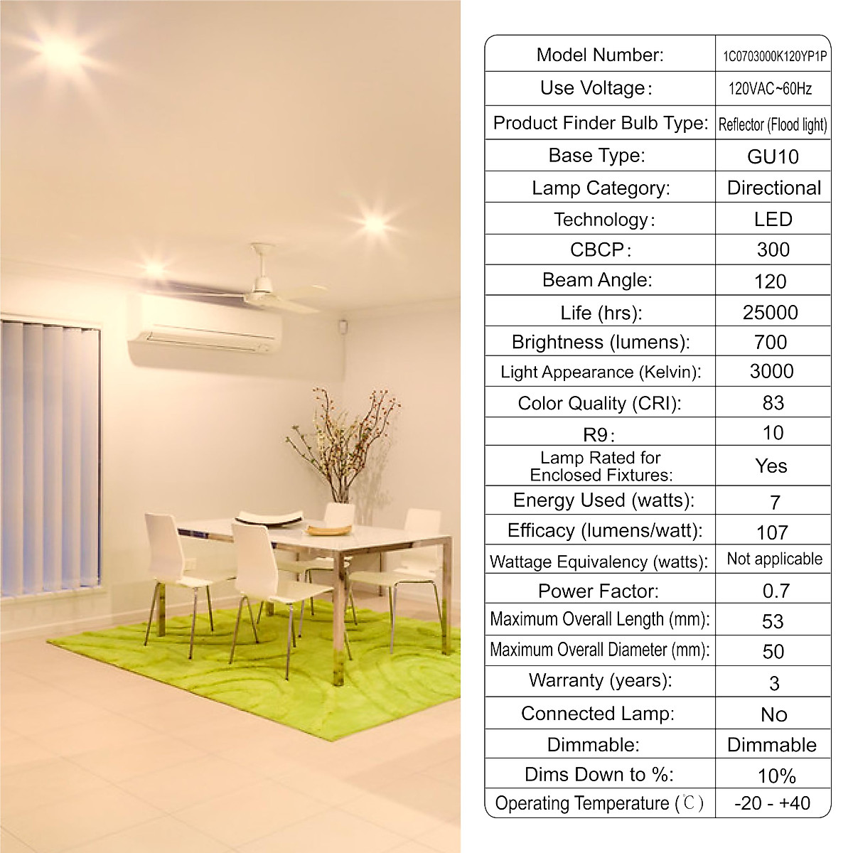 EACLL MR16 GU10 LED Bulb Dimmable, 3000K Warm White, 7W Equivalent 75W, 25,000 Hours Lifetime, Energy Efficient Soft White Light, 750 Lumens 120 Degree Flood Beam No Flicker Spotlight, 4-Pack