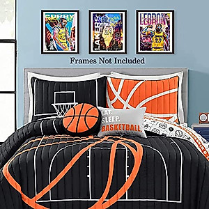 Basketball Stars Wall Art, Graffiti Basketball Art Prints, Stephen Curry Lebron James Giannis Antetokounmpo Canvas Motivational Posters for Boy's Room Man Cave Home Decor, 4-Set (8"x10" Unframed)