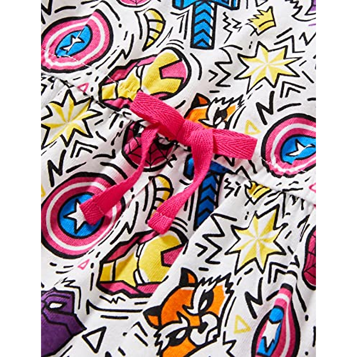 Amazon Essentials Disney Star Wars | Frozen | Princess Girls' Knit Short-Sleeve Cinch-Waist Dresses (Previously Spotted Zebra), Pack of 2, Pink Marvel, Small