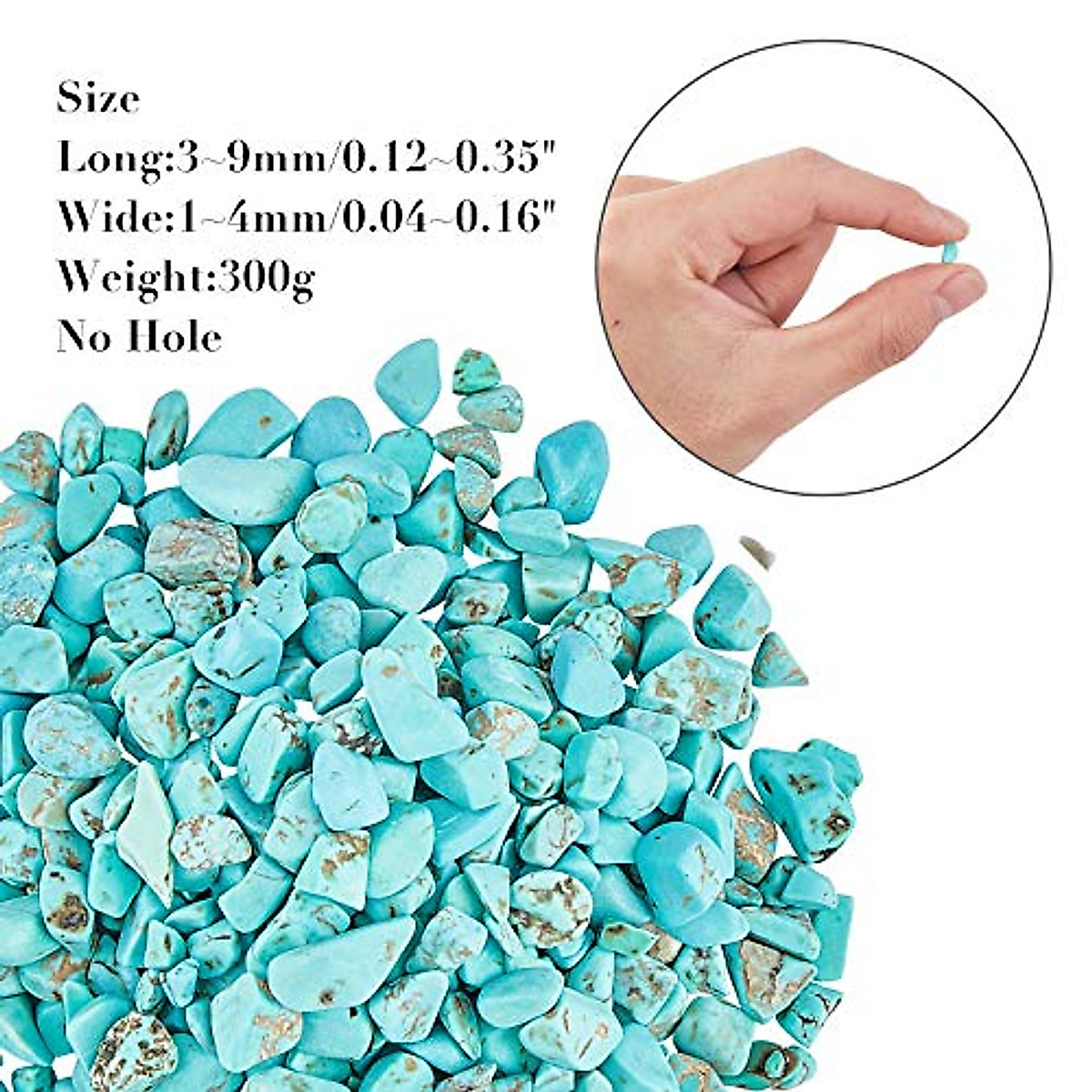 AHANDMAKER Natural Turquoise Chip Beads, 2/3 Pound Polished Tumbled Gemstone Chips Undrilled Crystals for Decoration