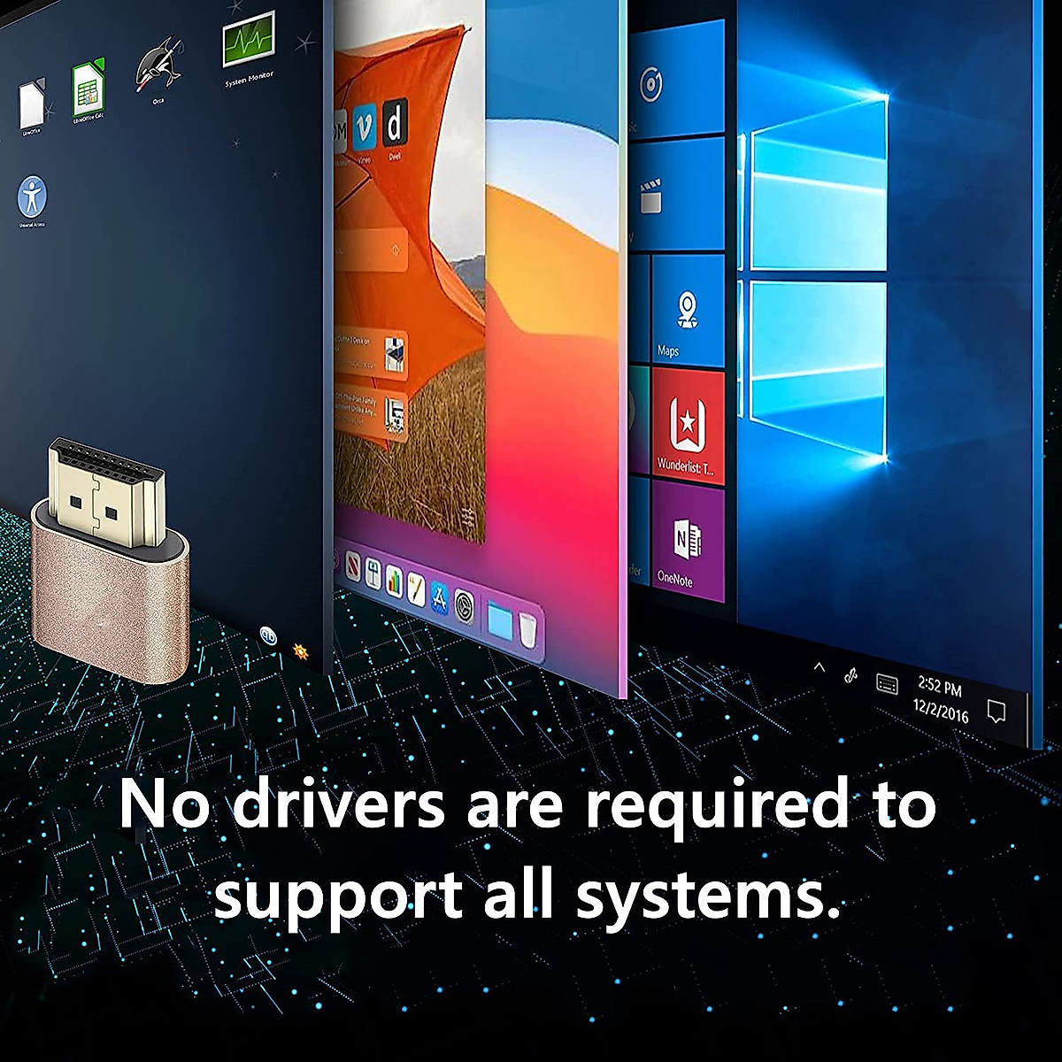 143 Graphics Card Virtual Display, Fake Load VGA Analog Camouflage HD Lock Screen Virtual Display,DispalyPort Headless Ghost Display