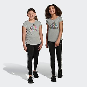 adidas girls Short Sleeve Scoop Neck Tee T-shirt T Shirt, Grey Heather, X-Large US