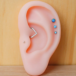 MissNity 16G 10mm Septum Rings 316L Surgical Steel Hinged Nose Hoop Ring 16 Gauge Clicker Segment Septum Jewelry Tear Drop Daith Earrings Body Piercing with Clear CZ, Silver