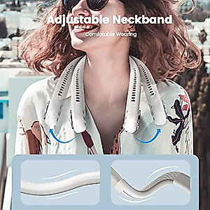 CIYUPE Portable Neck Fan, Hands Free Bladeless Fan, 4000mAh Battery Portable Fan, Leafless, No Hair Twisting, USB Powered Personal Fan, Rechargeable, 3 Speeds (White)