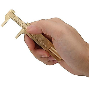 Brass Caliper Vernier Caliper Stainless Steel Sliding Gauge Vernier Pocket Caliper Ruler Measuring Tool Mini Brass Pocket Ruler(80mm Length)