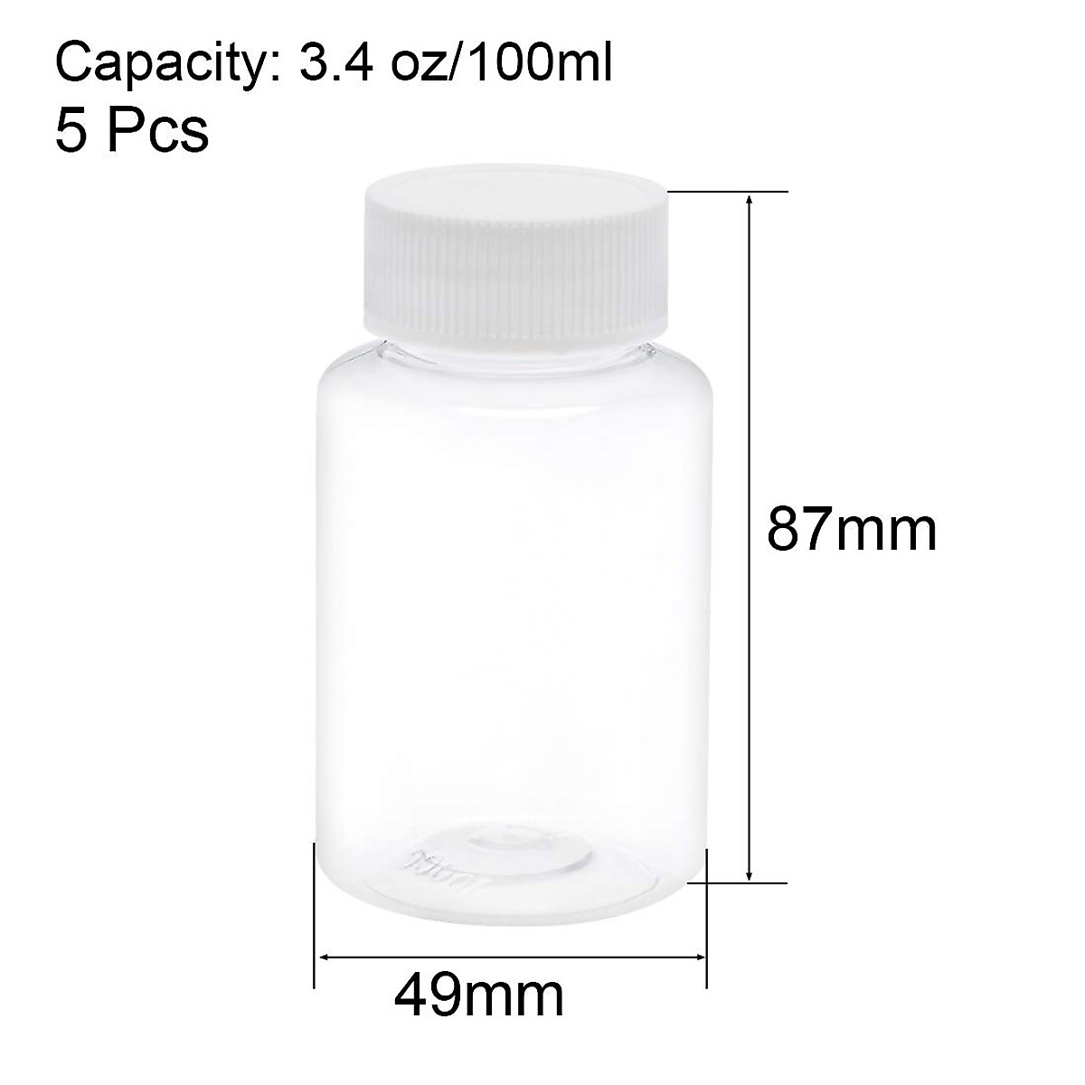 uxcell 3.4 oz/100ml PET Plastic Lab Chemical Reagent Bottle Wide Mouth Liquid/Solid Storage Container Clear Bottles w Tamper Evident Caps 5pcs