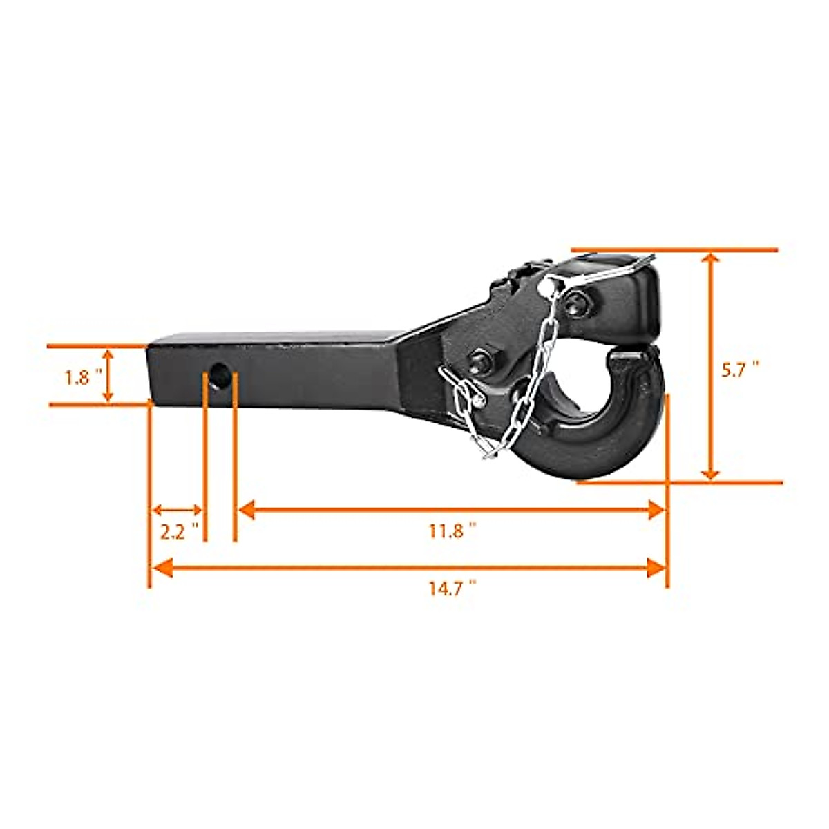 ANGCOSY 10-Ton Pintle Hook Trailer Hitches Receiver Hook for 2” Hitches Hitch Hook Military Receiver, 20000 lbs, 15” Length