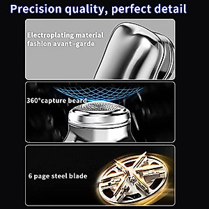 Mini Electronic Shaver - Men's Pocket Razors, Portable Wet and Dry Shaver, One-Button Shave, Waterproof Rotary Shaver, USB Rechargeable Shaver for Car, Outdoor, Business Travel (Silver)