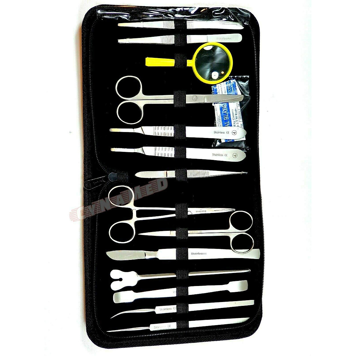 Cynamed 44Pcs Advanced Dissection Dissecting Kit -Biology & Veterinary Students- Anatomy Lab Botany Animal Frog Etc Dissecting Kit. Stainless Steel Scalpel Knife Handle-30 Blades (Zipper Case)