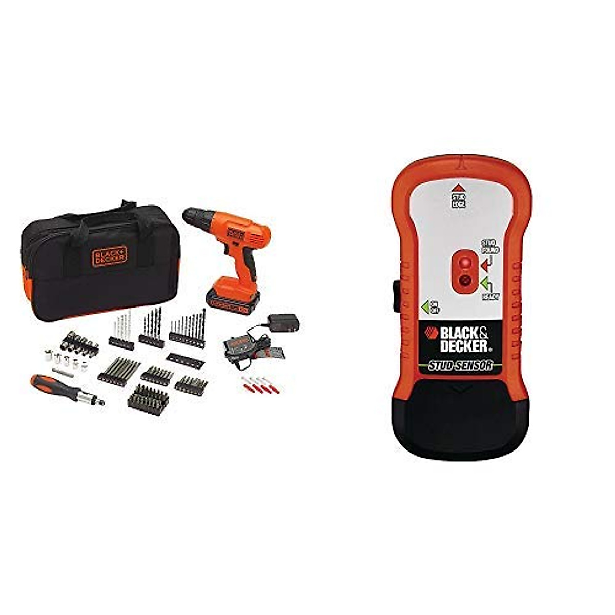 BLACK+DECKER 20V MAX Drill & Drill Bit Set, 100 Piece (BDC120VA100) with BLACK+DECKER SF100 Wood Stud Finder
