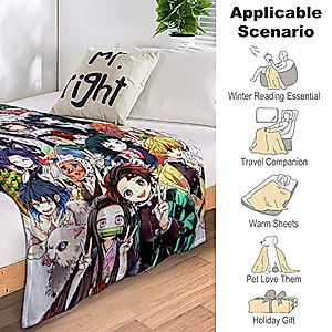 Anime Blanket Lightweight Bedding Super Soft Flannel Throw Blankets for Bed Living Room Couch Sofa for Kids Adults 50"x40"