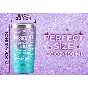 Onebttl Administrative Professional Day Gifts for Administrative Assistant, Secretary, 20 oz Stainless Steel Tumbler for Women - Thank You - Blue Purple Gradient Glitter