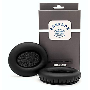 Earpadz Replacement for KRK KNS6400 Headphones Ear Pads, Protein Leather Headphone Cushions (Midnight, Black, 1 Pair)