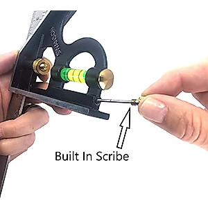 Swanson Tool Co TC132 12-Inch Combo Square with Cast Zinc Body, Stainless Steel Ruler and Brass Bolt