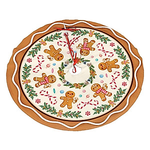 Gingerbread Man Christmas Tree Skirt Xmas Tree Mat Halloween Thanksgiving Christmas Tree Ornaments Decorations Holiday Party Indoor Outdoor 30"