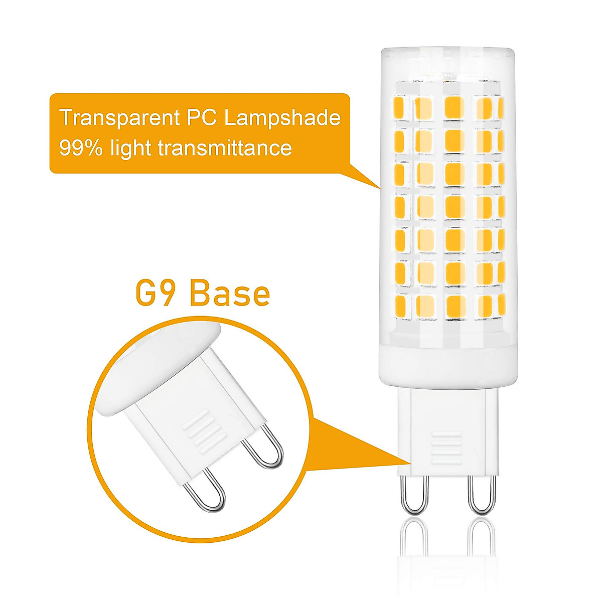 comzler G9 LED Bulb Bi Pin Base 6W Soft White 3000K G9 Base Bulbs, 60W Halogen Equivalent, 550LM, Ceramic Base G9 Light Bulbs for Chandelier, Non-dimmable, Pack of 6