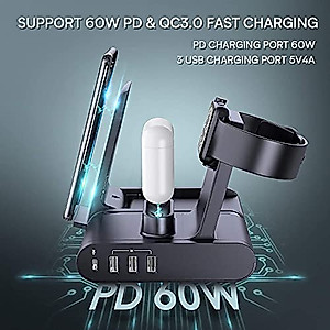 seenda Charging Station for Multiple Devices - 90W Fast Charger Station with 4 USB Ports (1 USB C + 3 USB A) and 10W Wireless Charger for iWatch AirPods iPhone MacBook,Tablet iPad and More