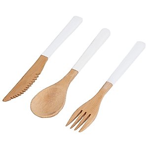 Japanese Wooden Cutlery Set,Wooden Cutlery Spoons Forks Knives Japanese Wooden Cutlery Set Safe Cutlery Set for Kitchen (White)