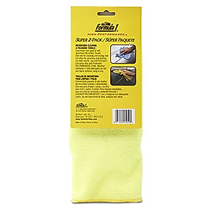 Formula 1 Super 2-Pack Microfiber Towels for Cars – Super Absorbent Microfiber Cleaning Cloth for Cars – Cleaning & Polishing Car Microfiber Towel Set – Streak-Free Car Cleaning Supplies (12" x 16")